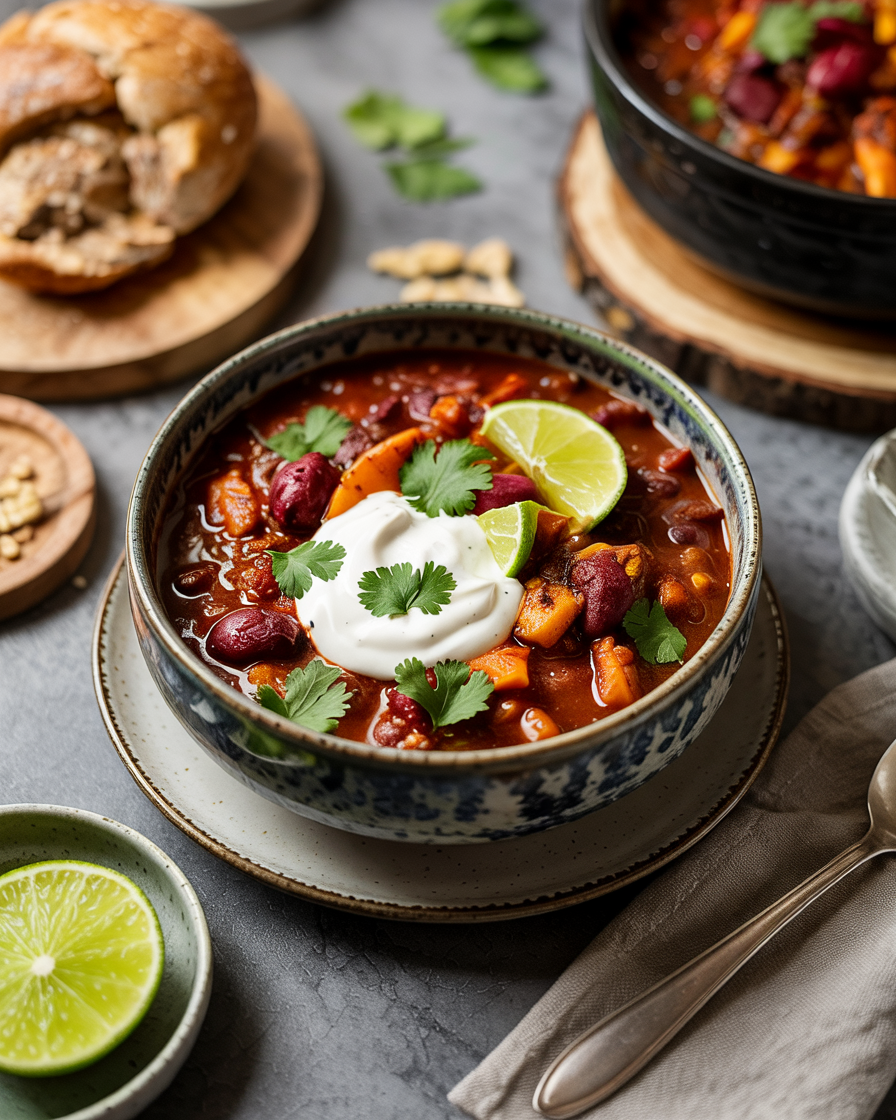️ High-Protein Lentil & Vegetable Winter Chili (Cozy Vegan Meal Prep ...