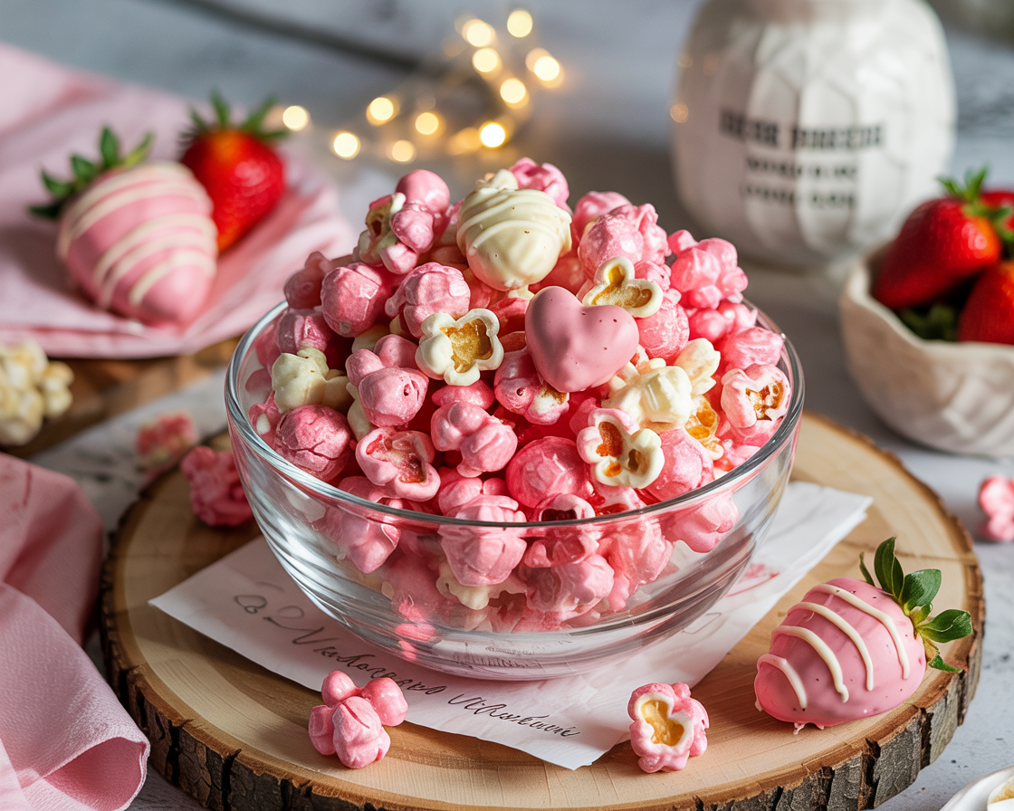 Pink Valentine’s Day Chocolate Strawberry Popcorn (Sweet & Crunchy ...