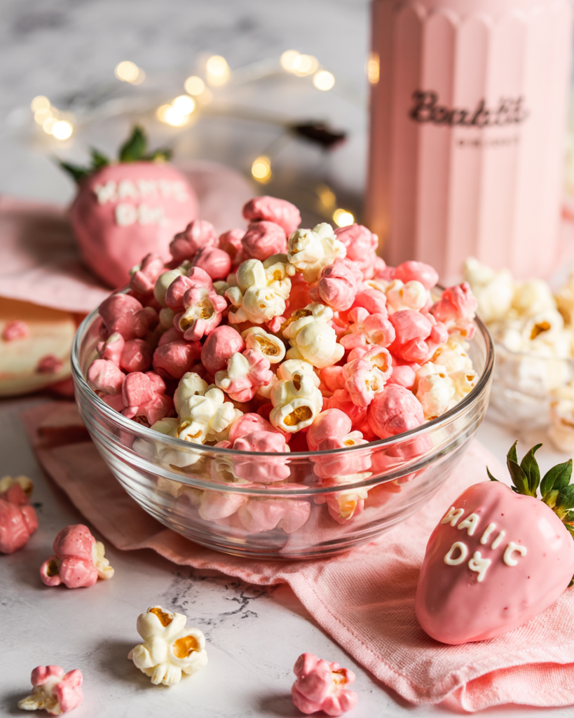 Pink Valentine’s Day Chocolate Strawberry Popcorn (Sweet & Crunchy ...
