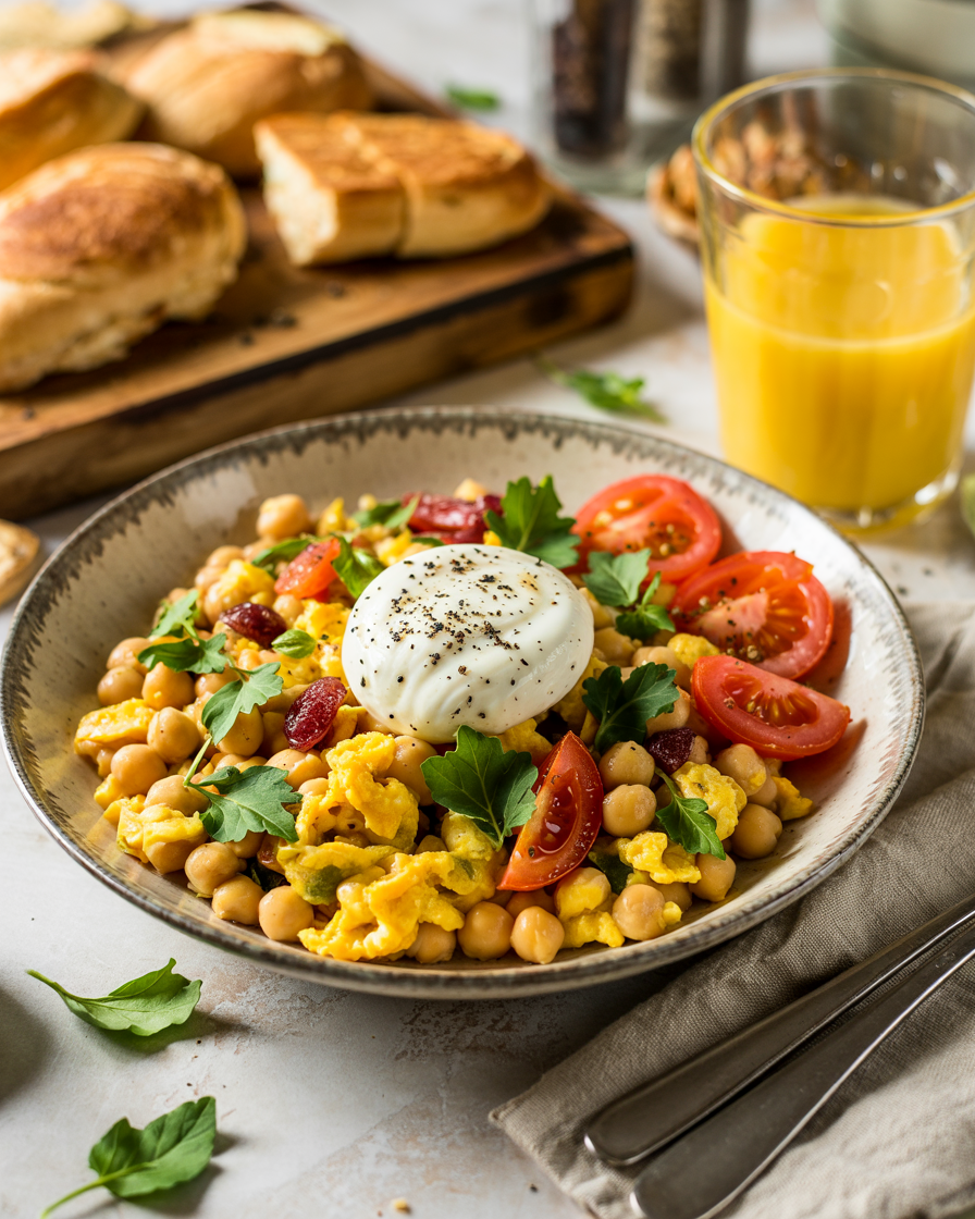 Savory High-Protein Breakfast Chickpea Scramble - dreamlifecooking